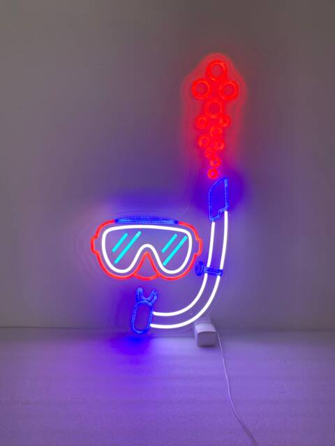 Diving Mask Neon Sign, Scuba Diver Mask, Gift For Diver, Art Custom ...