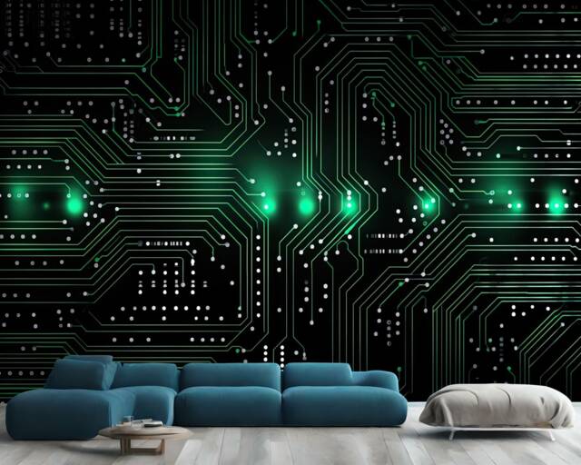 Binary Code Circuit Board, Green Black Generative Ai Gift, Art Print ...