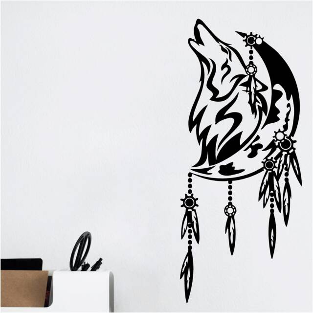 Wolf Moon Feathers Sticker Vinyl Wall Art, Decal, Sticker, Transfer ...