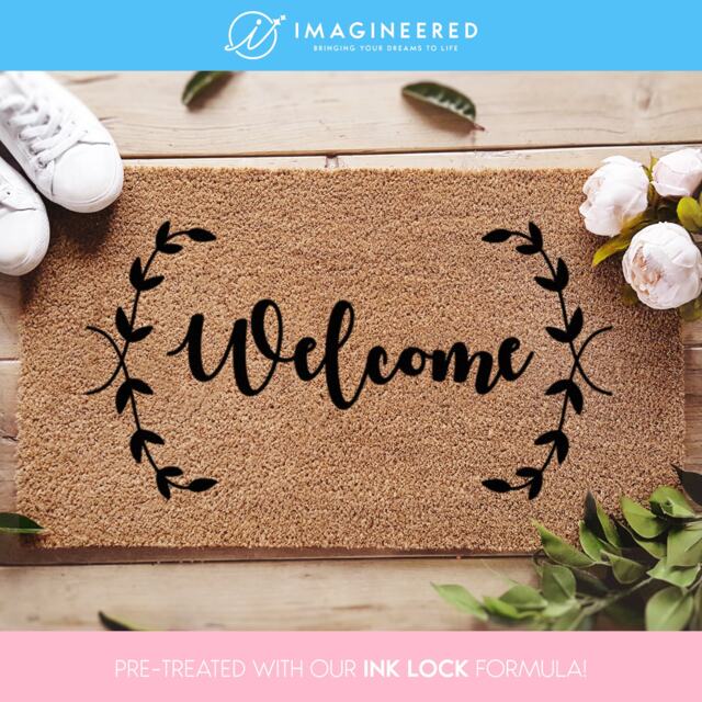 Custom Welcome Doormat/Leaf Border Door Mat New Home Gift Housewarming ...
