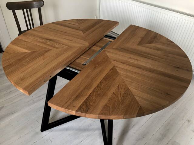 Extendable/Non-Extendable Round Dining Table, Oak Scandinavian Handmade ...