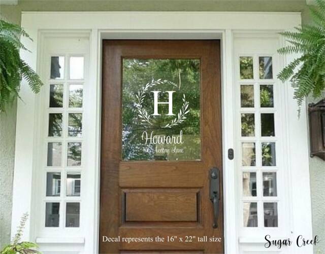 Front Door Laurel Wreath Personalized - Vinyl Decal - Address-storm ...