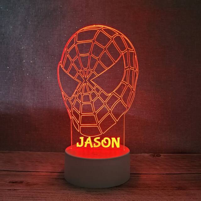 Personalised Spiderman Led Night Light - Remote Controlled, Laser ...