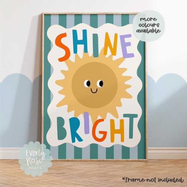 Children's Shine Bright, Sunshine Print, Nursery Neutral Prints ...
