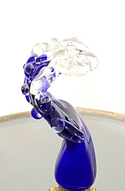 Finial For Lamp - Venetian Glass Ocean Wave Sculpture Cobalt Blue ...