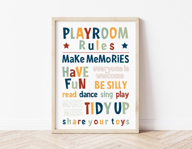 Playroom Rules Print - Kids Nursery Wall Art Posters by Etsy | ufurnish.com