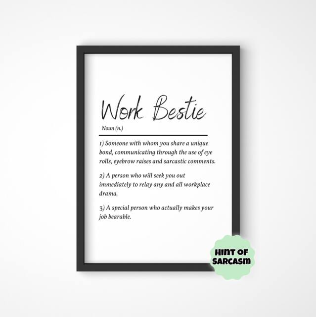 A4 Work Bestie Print Coworker Gift- Leaving Gift - Favourite Colleague ...