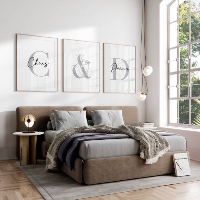 Personalised Couple Prints, Couple Initials, Couple Names, Bedroom ...