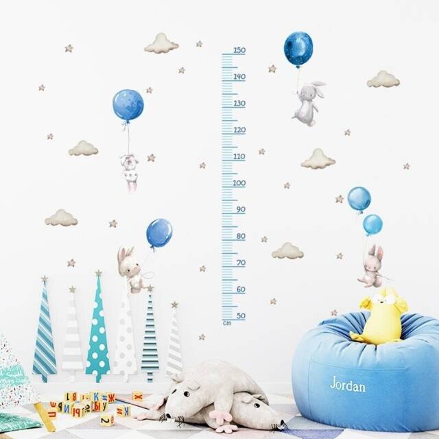 Baby Room Stickers, Baby Wall Chart, Children's Animal Chart Sticker ...