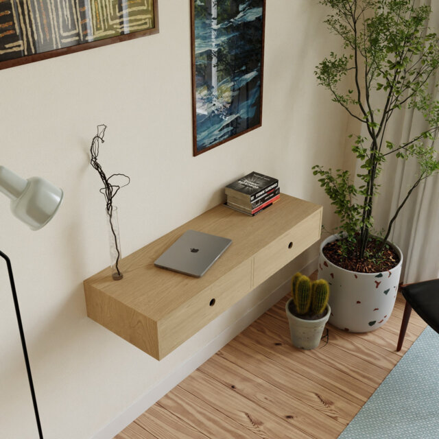 Floating Desk in Solid Maple, Wall Mounted Standing by Etsy | ufurnish.com