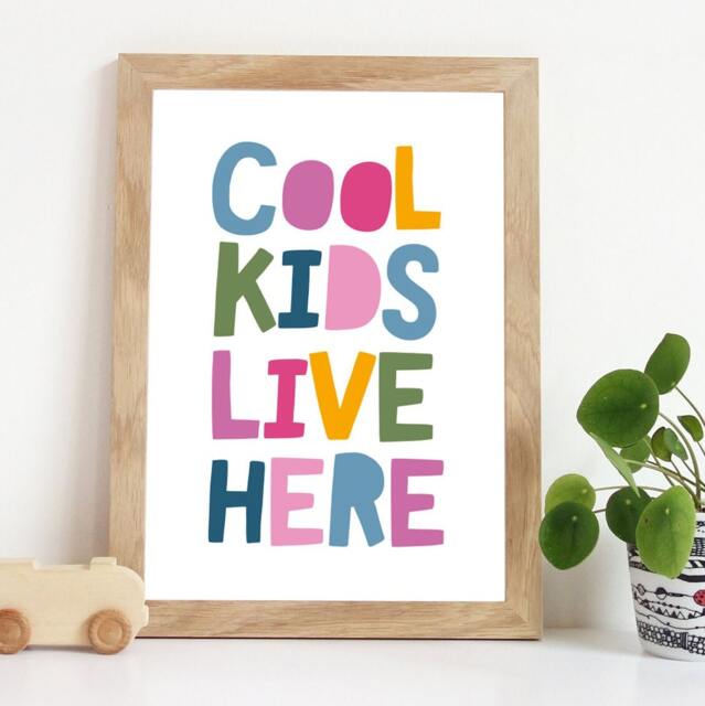Cool Kids Live Here Prints, Girls Bedroom Rainbow Wall Art, Playroom ...