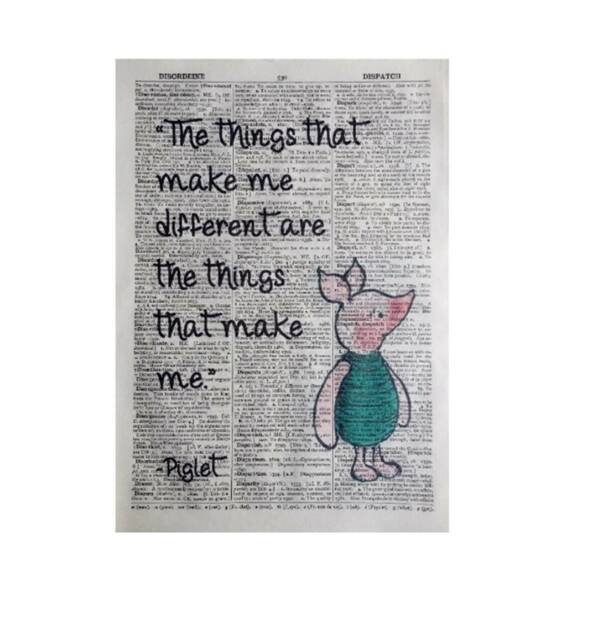 Piglet The Things That Make Me Different Quote Vintage Dictionary Print ...
