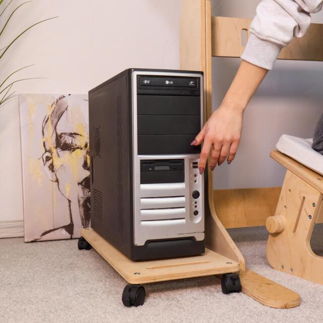 Wooden Pc Stand With Wheels Under Desk Computer Tower Shelf by Etsy ...