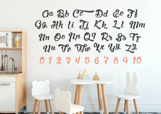 Abc Wall Decal For Kids Room Decor, Alphabet Letters & Numbers Stickers ...