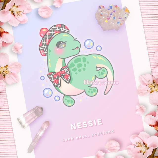 Kawaii Nessie Cryptid Print - Mothman, Alien, Flatwoods Monster, Nessie, Bigfoot, Nightcrawlers ...