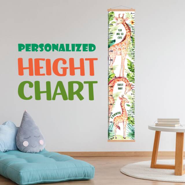 Giraffe Height Chart Safari Nursery Decor, Personalized Growth Chart by ...