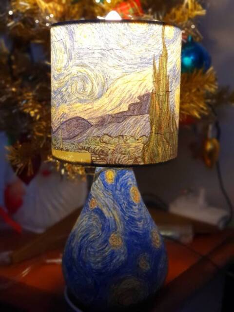 Van Gogh Starry Night Decoupage Table Lamp Teardrop Bedside Light by ...