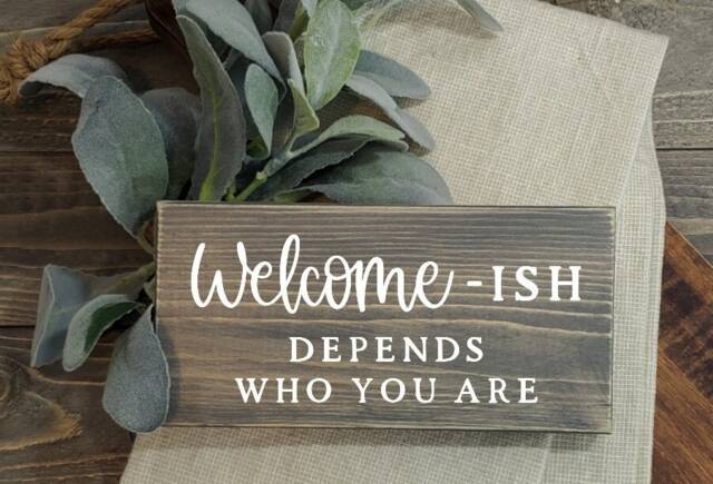 Welcome-Ish Home Sign, Rustic Wood Funny Welcome Small Hand Painted ...