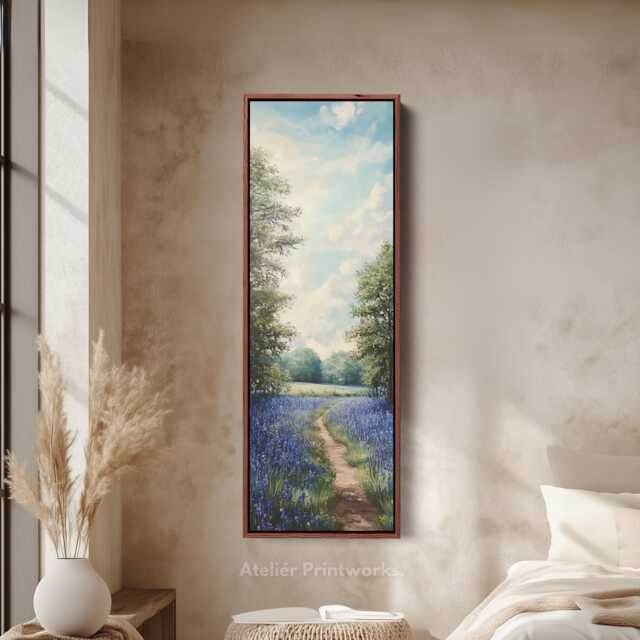 Bluebell Painting Canvas Artwork Long Narrow Wall Art, Vertical ...