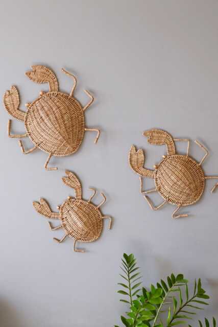 Handwoven Wicker Crab Wall Decor, Set Of Crabs For Nursery Or Beach ...