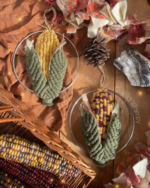 Macrame Corn // Autumn Harvest Vegetable Macrame Corn, Decorative Corn ...