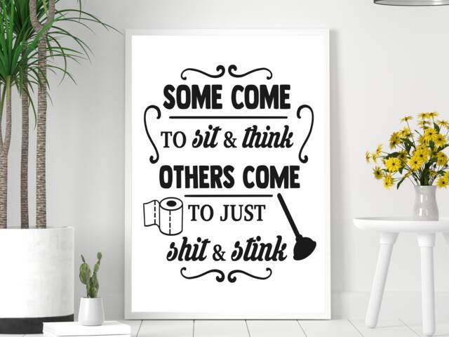 Sit & Think Rude Bathroom Print - Toilet Cloakroom Wall Home Gift ...