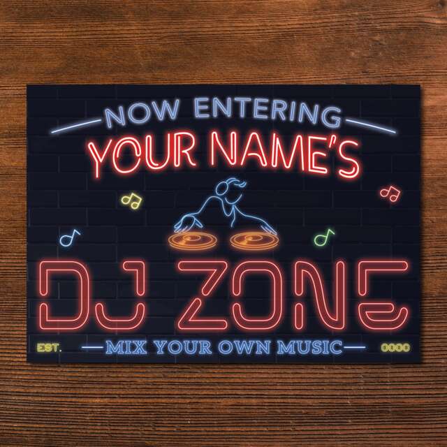 Personalised Dj Neon Music Effect Sign Custom Studio Wall Art Decor ...