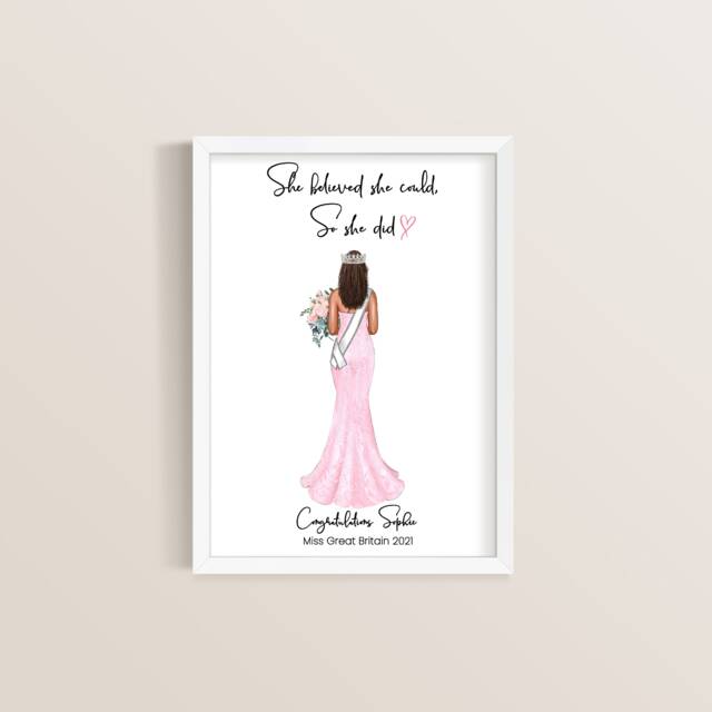 Personalised Beauty Queen Print, A4, A5, Beauty, Gift, Pageant ...