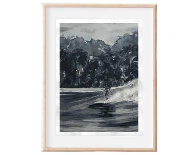 Tropical Wave - Surfer Girl Poster Fine Art Print Waves Illustration ...
