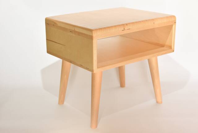 Nightstand With Legs, Small Open Storage Bedside Table, Plywood Side ...