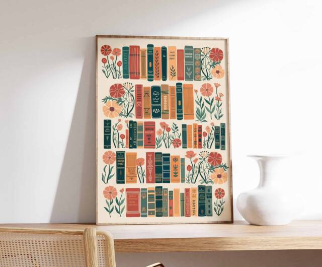 Vintage Library Poster, Book Art, Reading Lovers Gift, Antique Wall ...