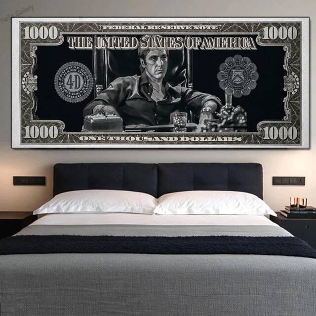 Scarface Tony Montana Canvas Wall Art - Classic Movie Money Dollar ...