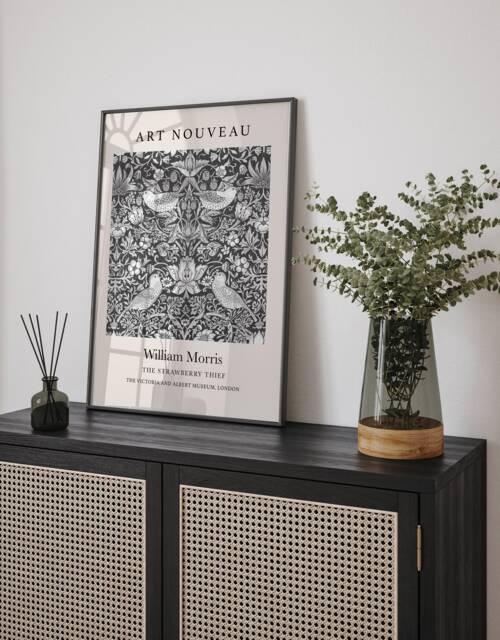 strawberry Thief Print William Morris Wall Art Grey Vintage Gallery ...