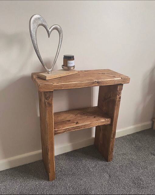 Solid Wood Chamfered Side Table - End Rustic Style Furniture Handmade ...