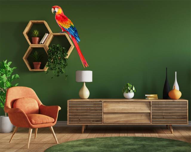Scarlet Macaw Wall Sticker Hand-Drawn Tropical Bird Mural by Etsy ...