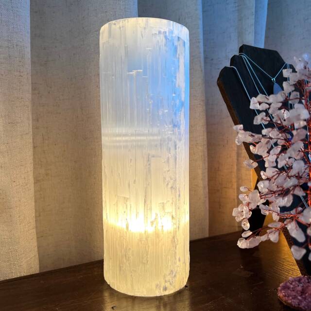 Selenite Crystal Table Lamp, Large Unique Tower, Available in Three ...