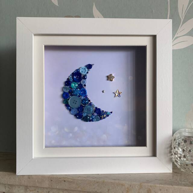 The Blue Moon, Button Art, Moon Theme Decor, Inspirational Star Wall ...