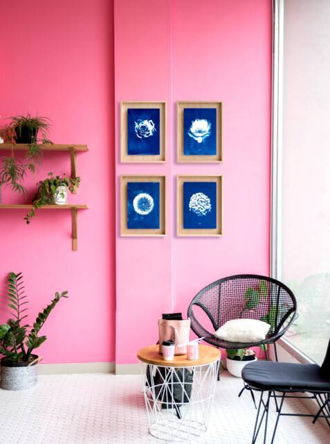 Cyanotype, Wooden Frame, Flowers, Cloud Or Water, Wall Art, Original ...