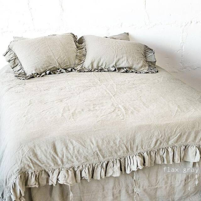 Ruffle Linen Duvet Cover Handmade Stonewashed Bedding by Etsy ...