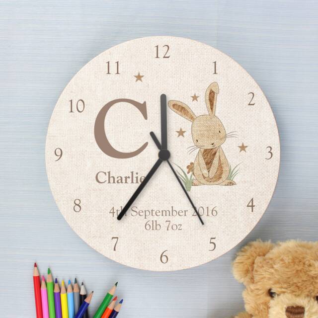 Personalise Nursery Wooden Clock For Girl Baby Boy Christening Gift ...