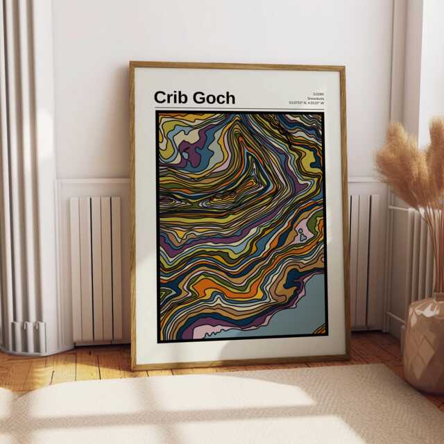 Crib Goch Mountain Contour Print Snowdonia Map Art - Free ...