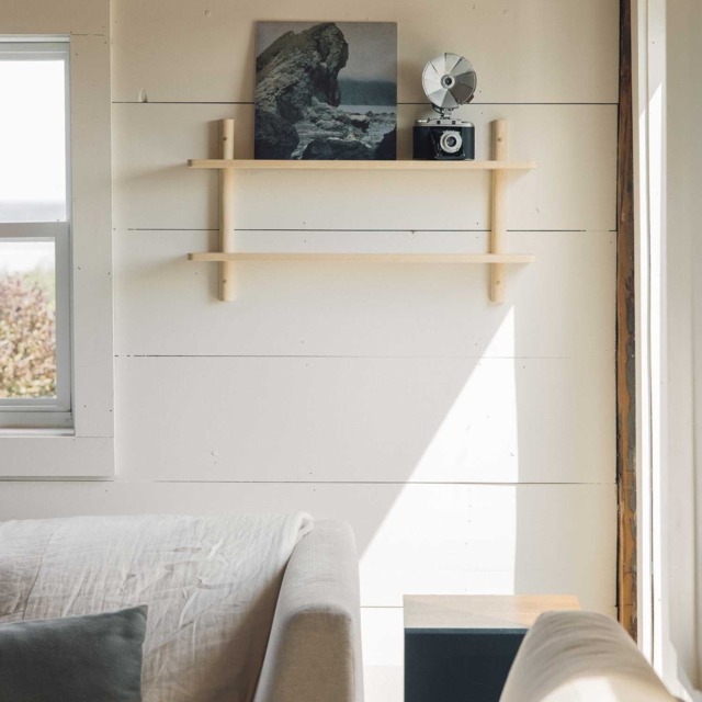 Solid Wood Floating Shelf - Modern Two Tier Wall Shelves Hancrafted ...