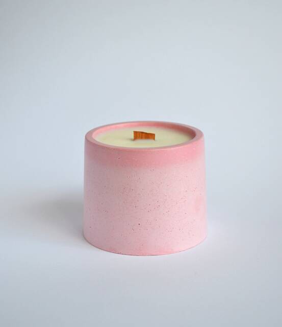 Pink Jar Concrete Candle, Scented Rose Girly Apartment Gift, Cute Gift ...