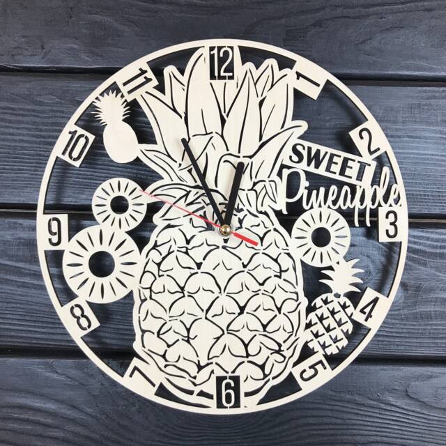 Pineapple Wall Clock Gift For Men Women 5Th Anniversary Personalize ...