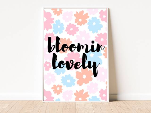 Bloomin Lovely Floral Art Print - Retro Pattern 60S 70S 90S Wall Unframed Sizes 5x7 To A3 by ...