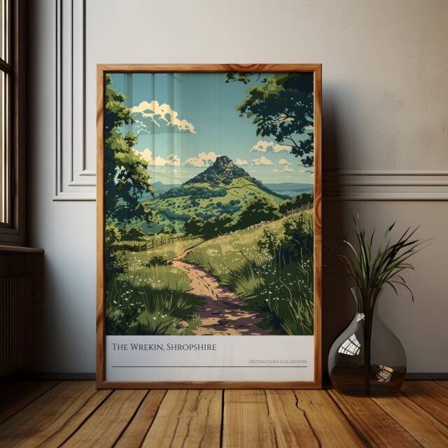 Illustration Of The Wrekin in Shropshire, Shropshire Hills Poster, Wall ...