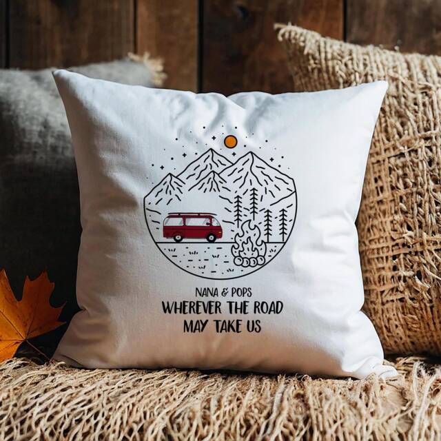 Personalised Camper Van Cushion, Motorhome Campervan Cream Canvas Home ...