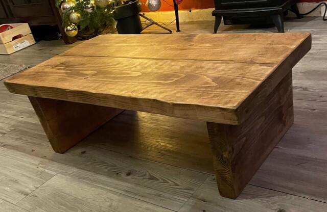 Coffee Table Rustic Waney Edge Industrial Style Low Or Standard Height ...