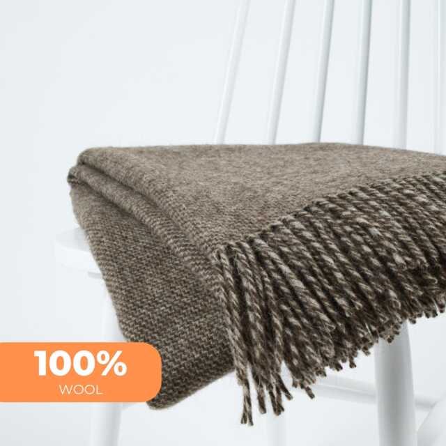 Dark Brown Wool Throw Blanket Scandinavian Textured Plaid, 140x200 cm ...