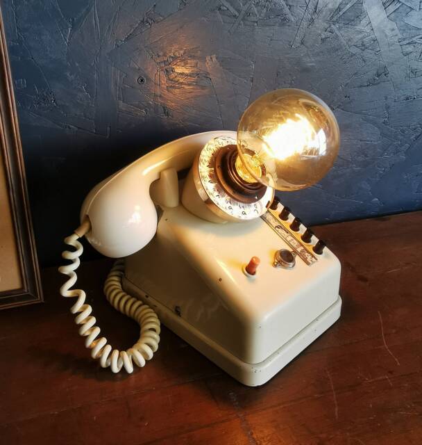 "Vintage Industrial Metal Bakelite Telephone Standard Lamp ""Telic 50S ...